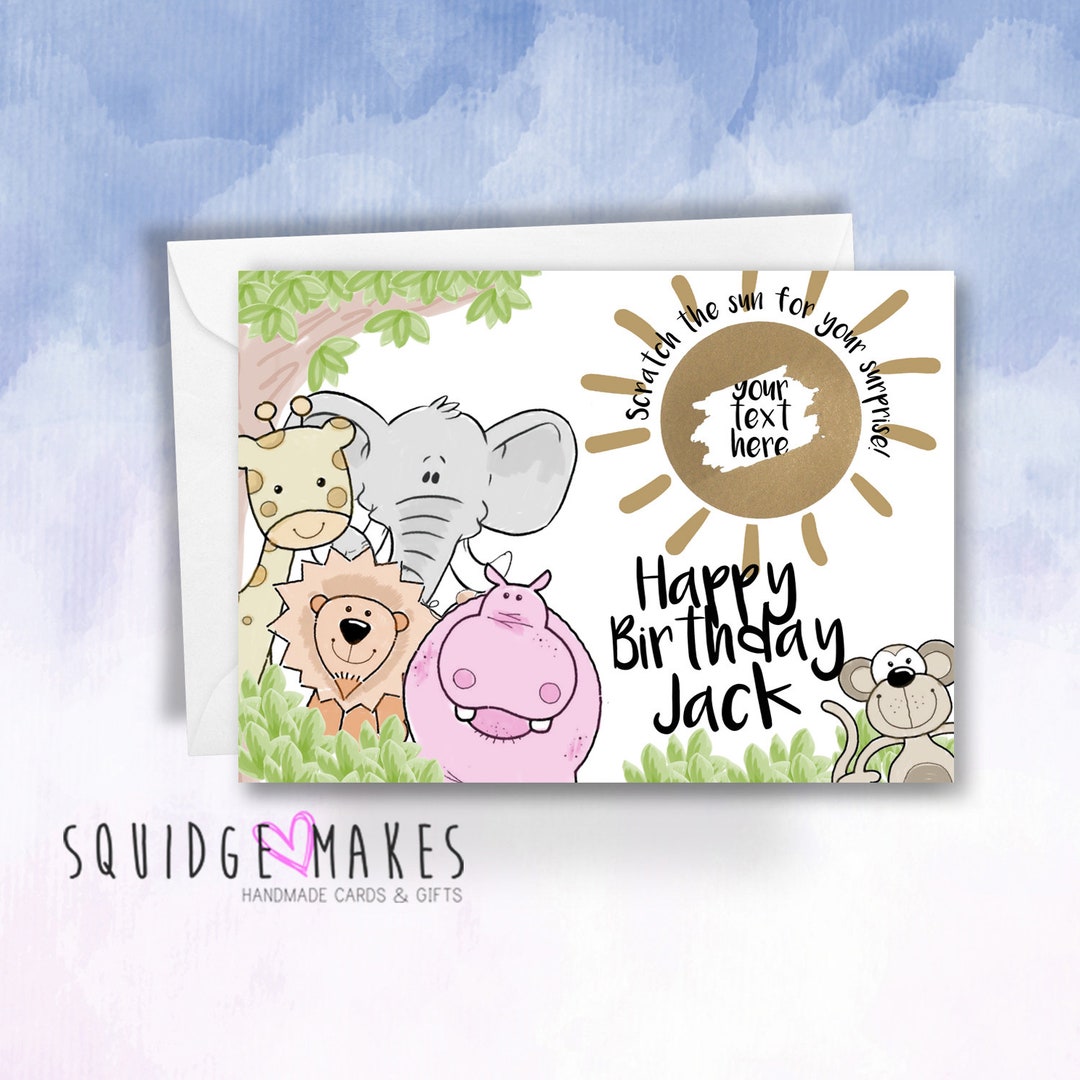 Personalised Zoo Birthday Scratch off Card Reveal Surprise - Etsy UK