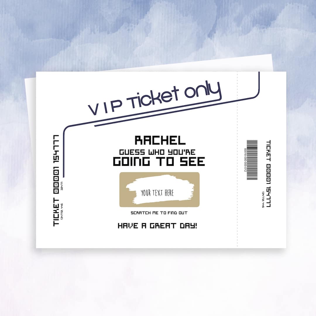 Personalised Vip Concert Ticket Scratch off Surprise * Band Ticket ...