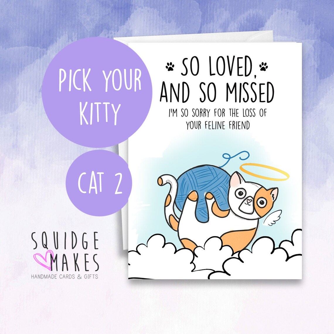 Cat Bereavement Loss of Cat Card Kitty Card Sympathy Cat - Etsy UK