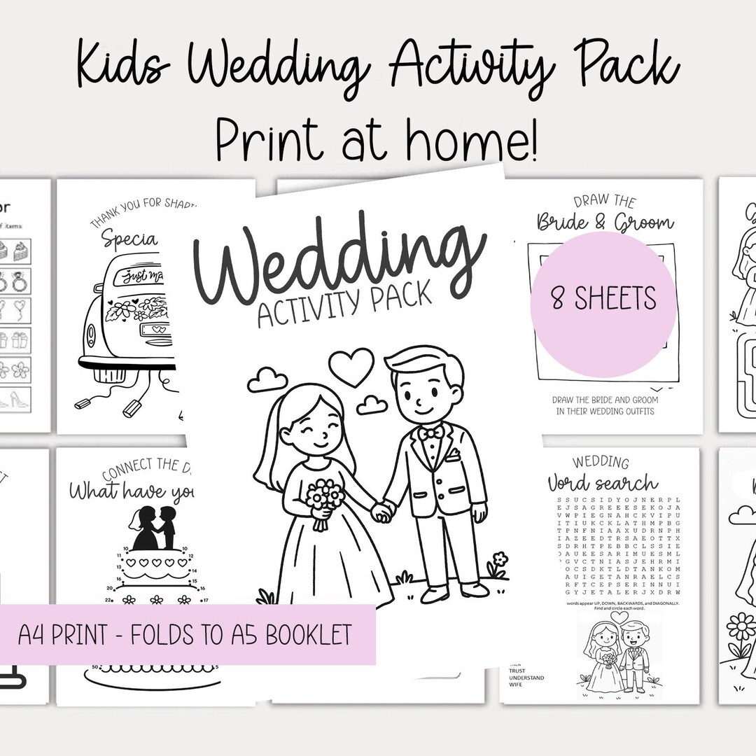 Kids Wedding Activity Pack Wedding Coloring Book Wedding Activity Book ...
