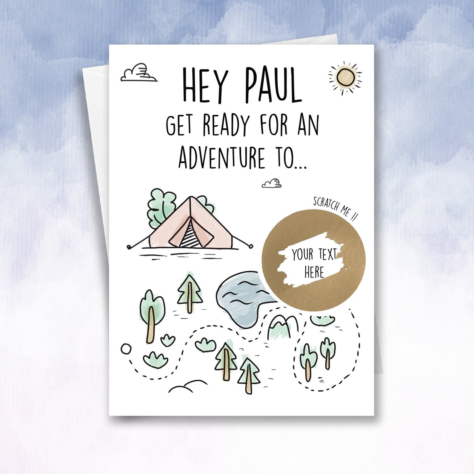 Personalised Center Parcs Camping Holiday Adventure Scratch off Card ...