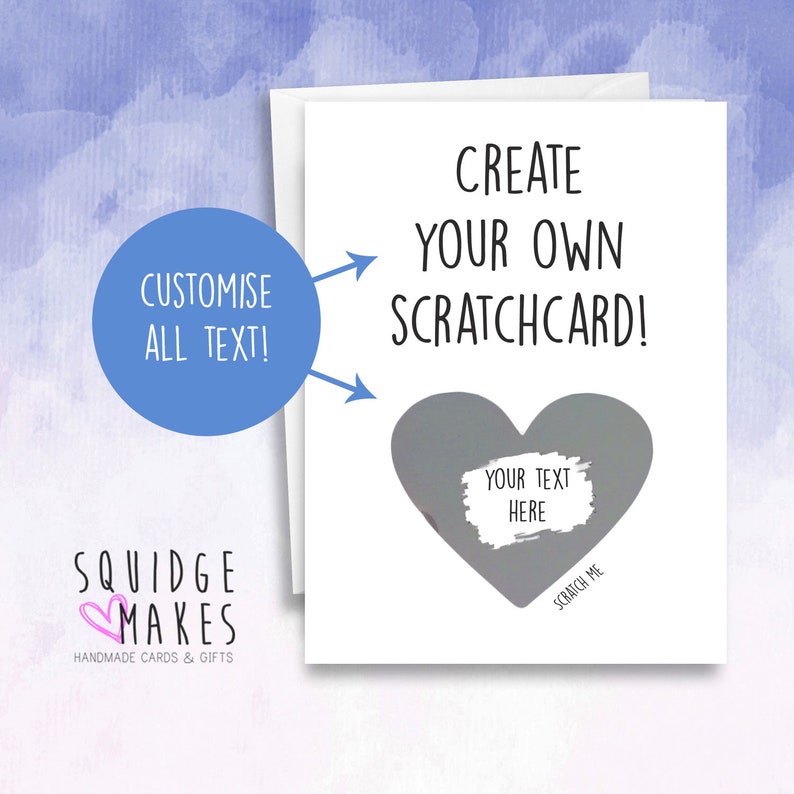 Create Your Own Card Personalised Scratch Card Custom - Etsy UK