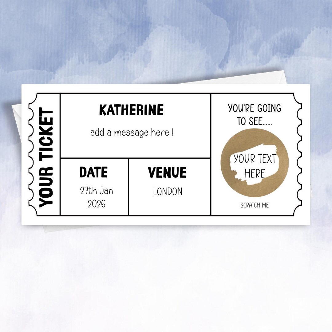 Personalised Scratch Card | Concert Ticket, Birthday Reveal Gift ...