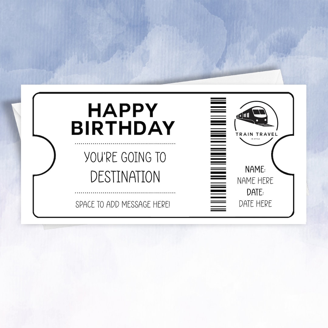 Personalised Boarding Pass Surprise Trip Reveal Gift Faux Fake Train ...