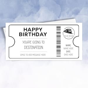 Personalised Boarding Pass Surprise Trip Reveal Gift Faux Fake Train ...