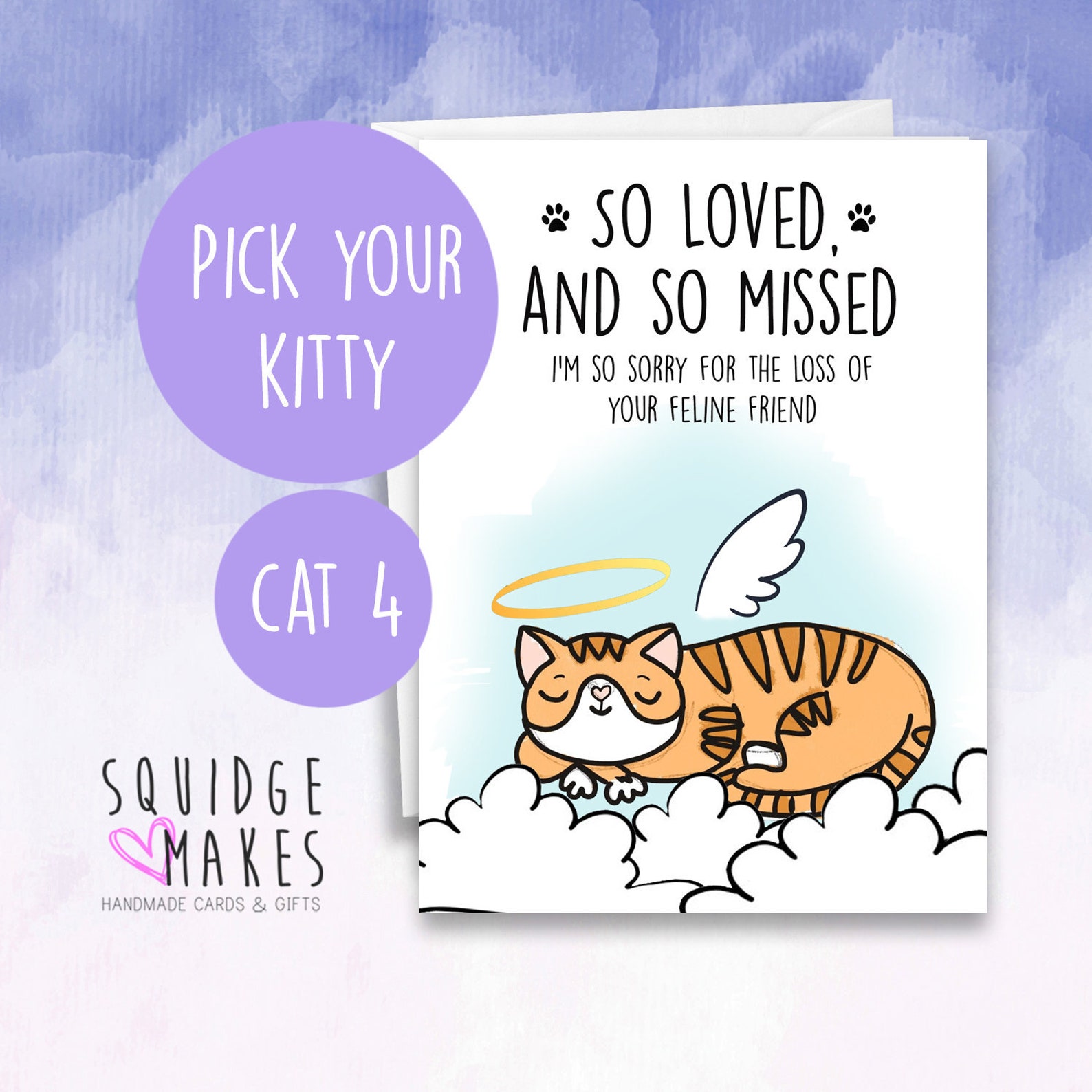 Cat Bereavement Loss of Cat Card Kitty Card Sympathy Cat - Etsy UK