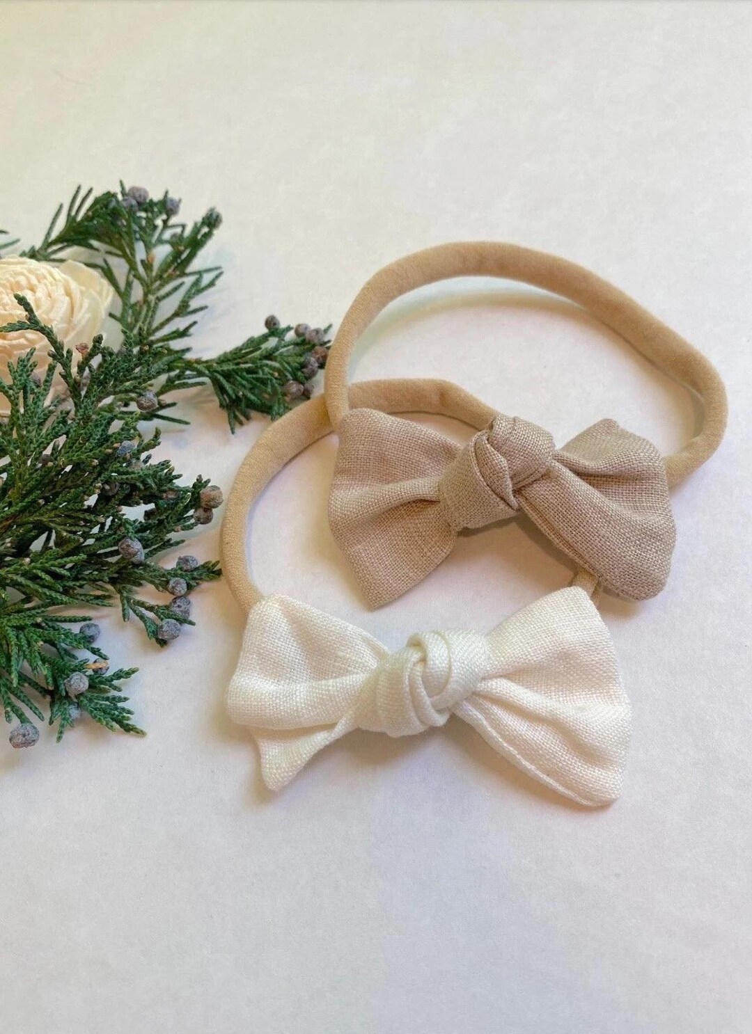 Natural Linen Bow Headband, Natural Hair Bows, Knot Bow Headbands ...