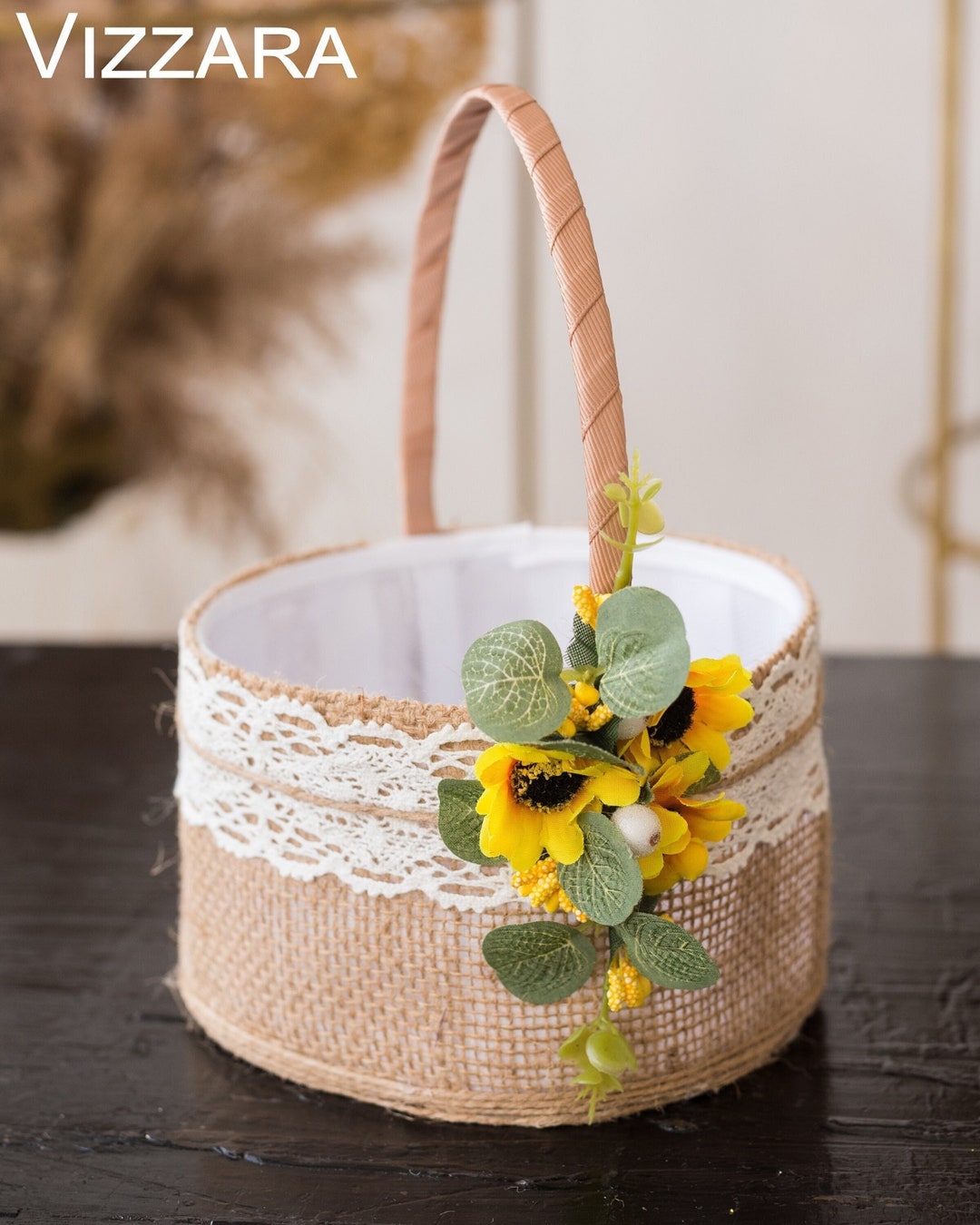 Flower Girl Basket Sunflower Wedding, Sunflower Flower Girl Basket ...