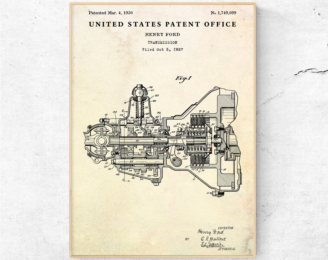 Transmission 1930 Patent Print, Engine Invention, Automotive ...