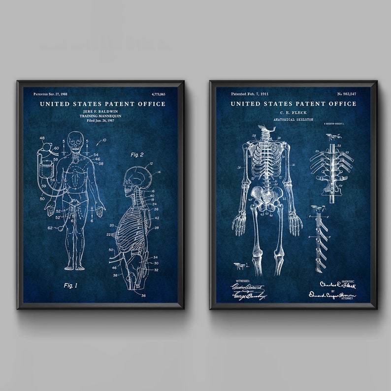 Skeleton Mannequin Patent Wall Art, Forensics Inventions Anatomy ...