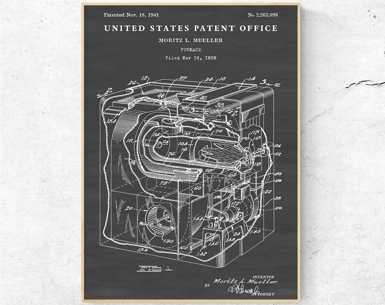 Furnace 1941 Patent Print. Heating Inventions HVAC Wall Art, Blueprint ...