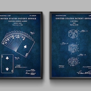 Playing Cards & Dice Patent Wall Art. Inventions Blueprint Poster ...