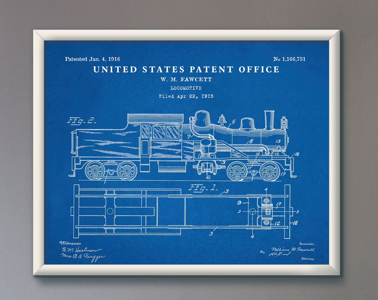 Steam Locomotive 1166751 Patent Print Railway Vintage Wall - Etsy