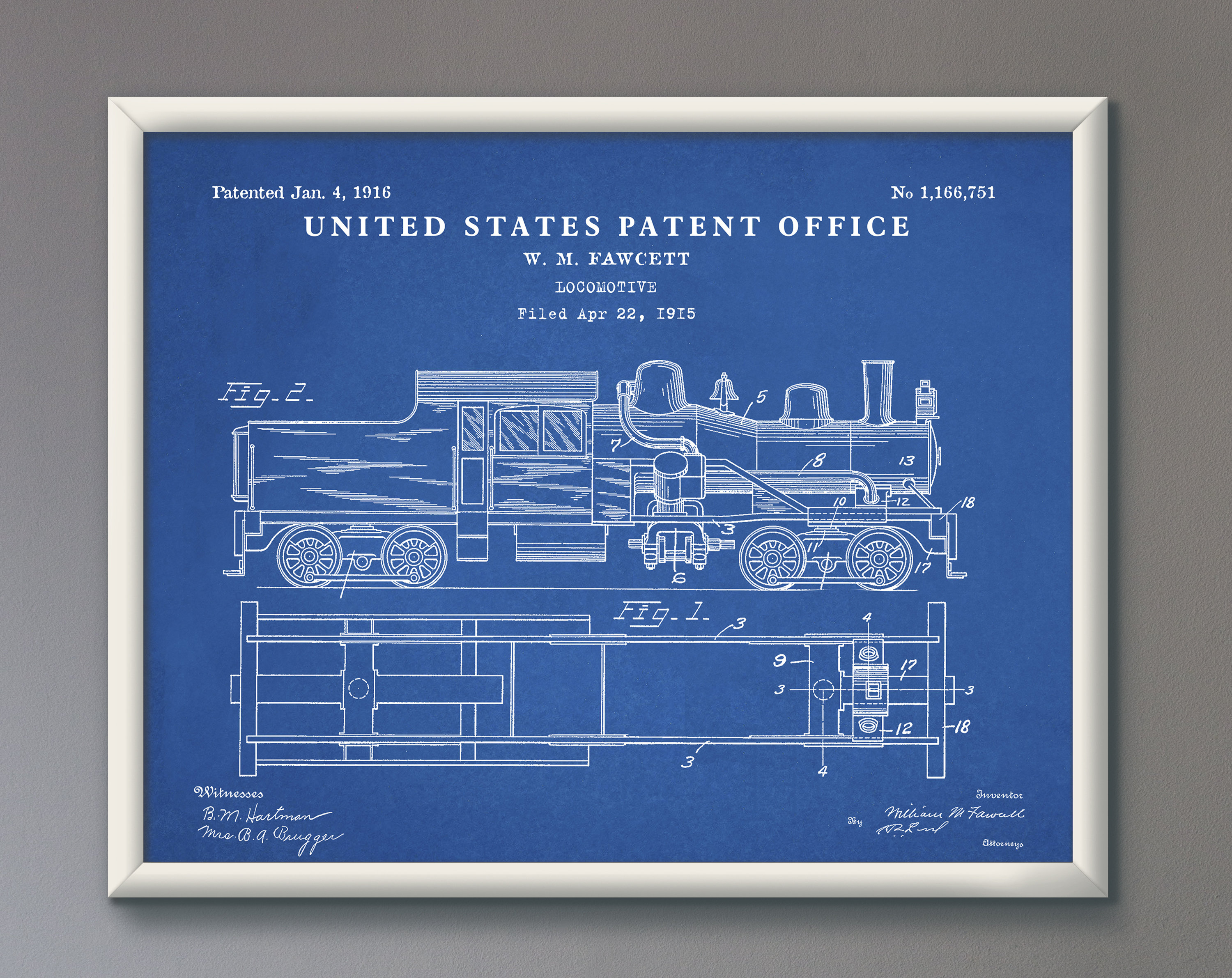 Steam Locomotive 1166751 Patent Print Railway Vintage Wall - Etsy