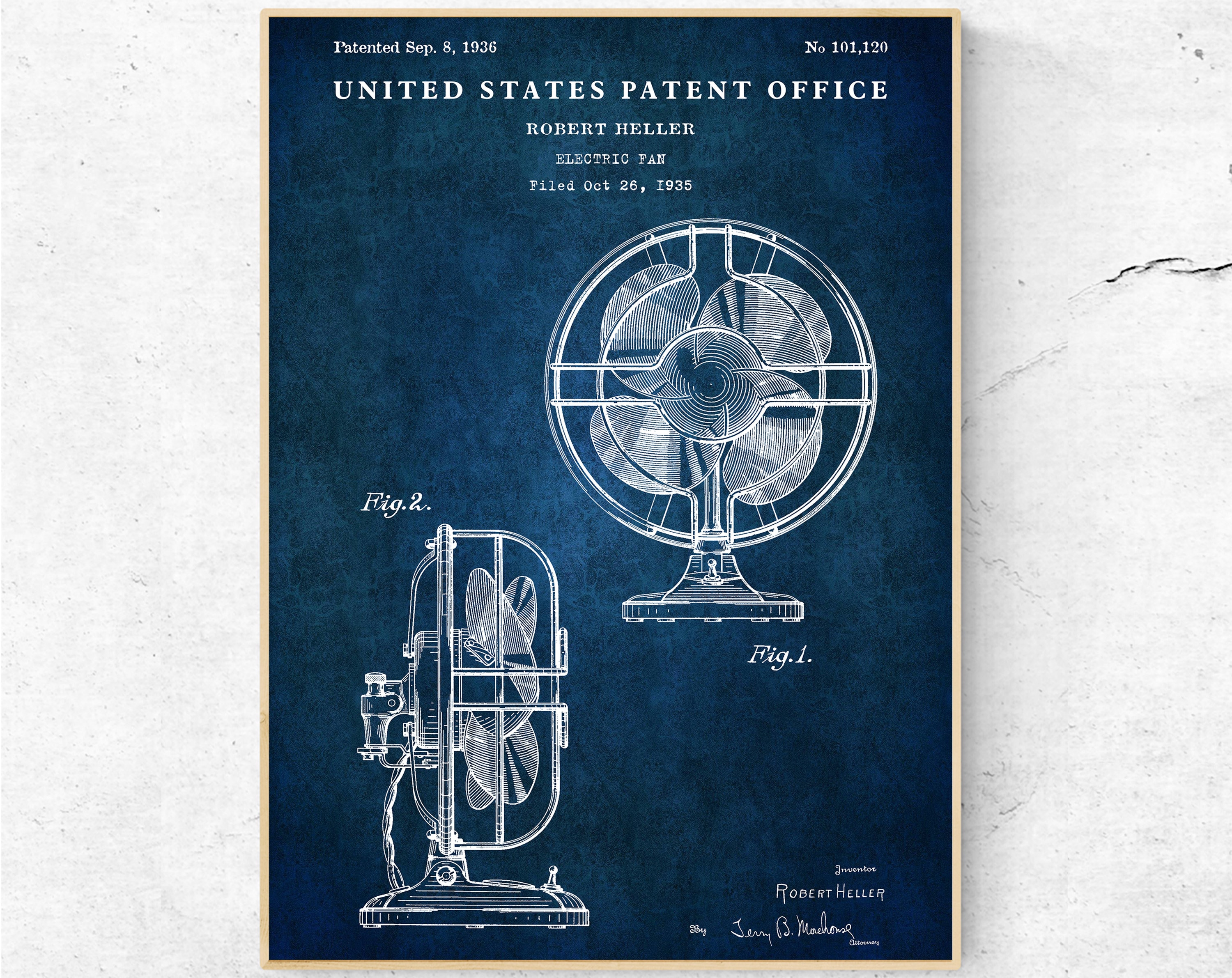 Electric Fan 1936 Patent Print. Air Ventilation Inventions Blueprint ...