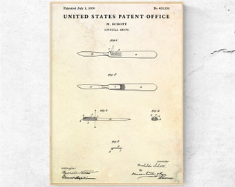 Scalpel Patent Print Art 1916 - Etsy