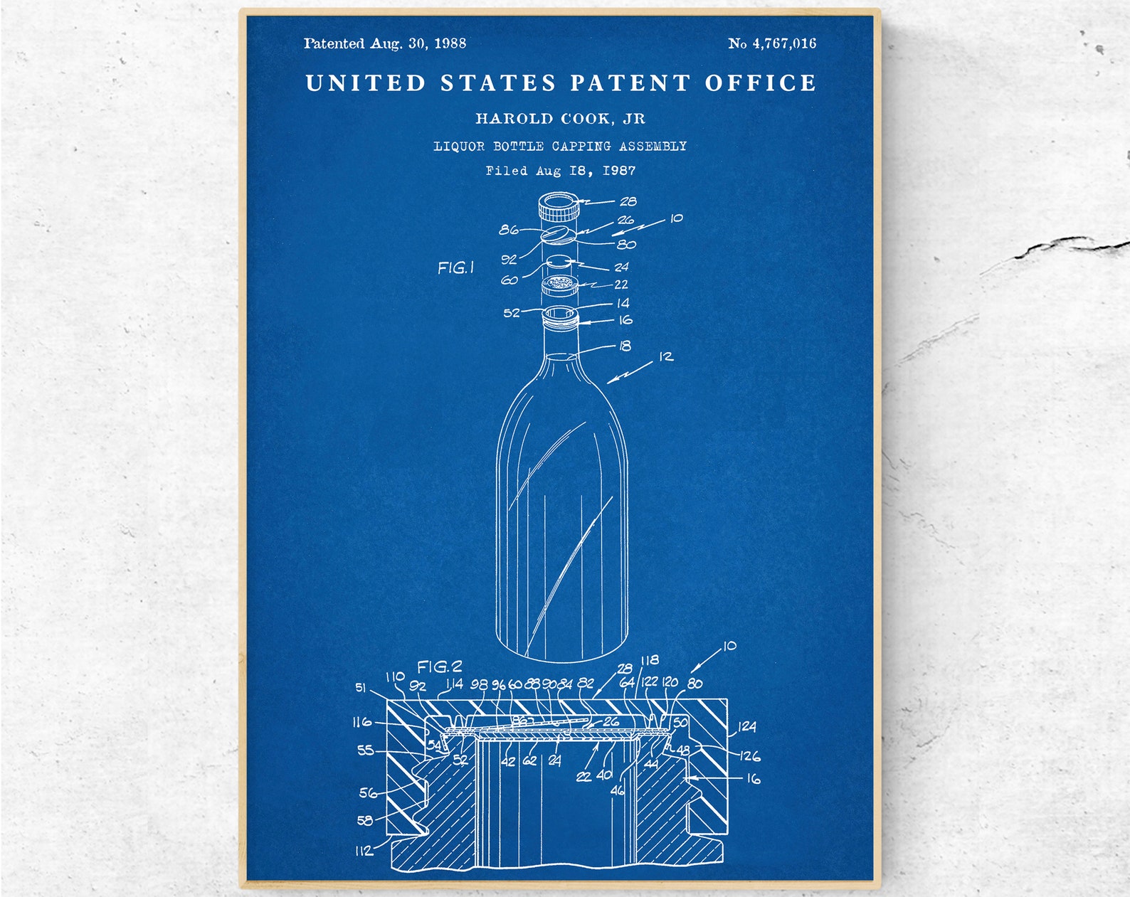 Liquor Bottle Patent Drawing Print Vintage Blueprint Poster - Etsy
