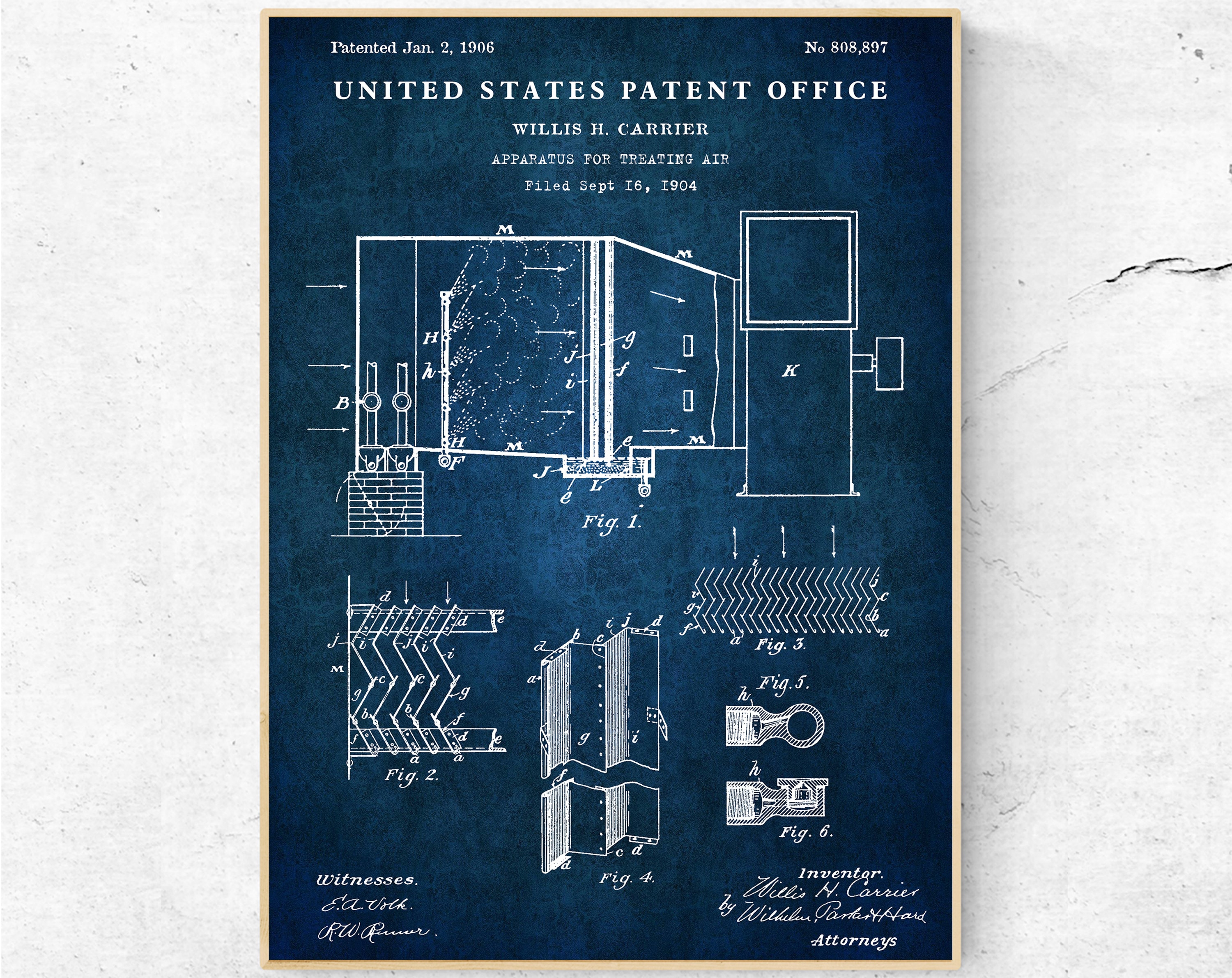 First Carrier Air Conditioner 1906 Patent Print. Air Conditioning ...