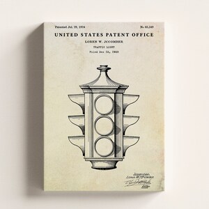 Traffic Light 1924 Patent Print, Automotive Road Safety Wall Art ...