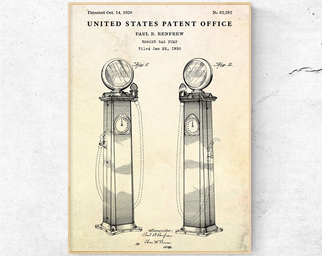 Bowser Gas Pump 1930 Patent Print. Gasoline Pump Inventions, Blueprint ...