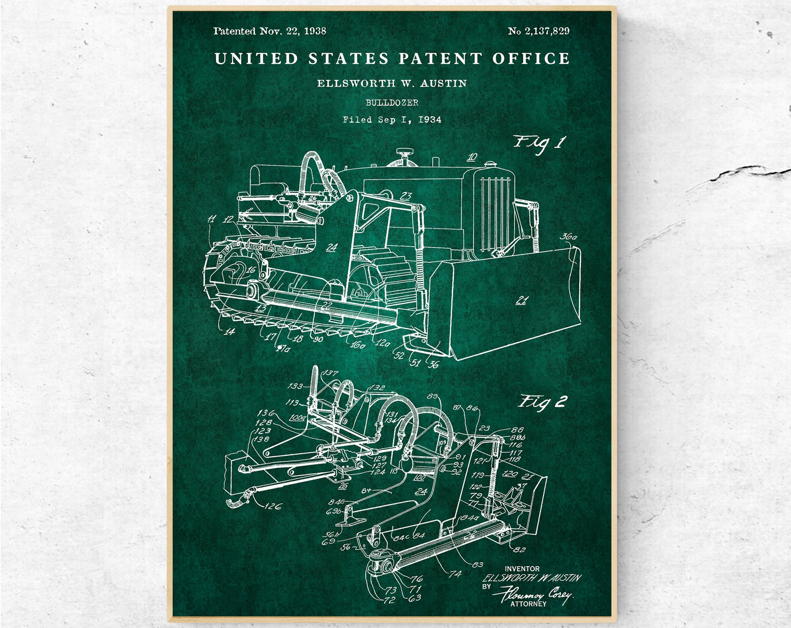Bulldozer 1938 Patent Print. Heavy Equipment Inventions Earth Mover ...