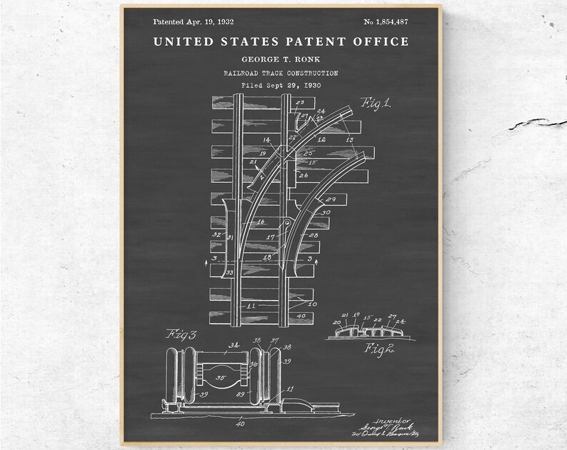Railroad Track 1932 Patent Print, Vintage Train Wall Art, Railway ...