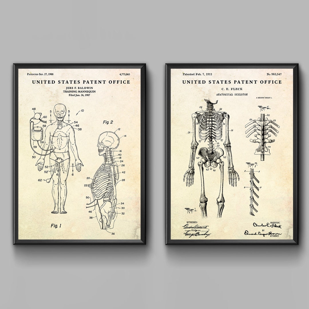 Skeleton Mannequin Patent Wall Art, Forensics Inventions Anatomy ...