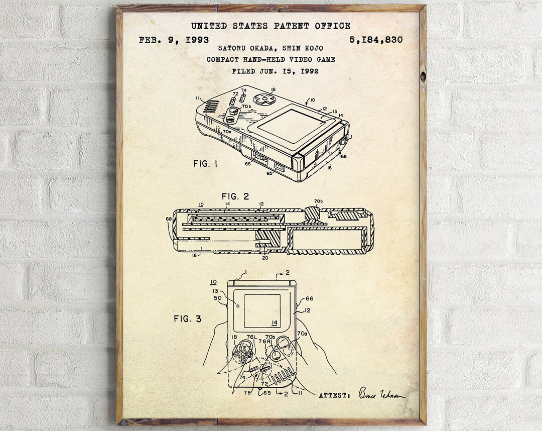 Nintendo Gameboy 1993 Patent Print. Video Game Invention. Blueprint ...