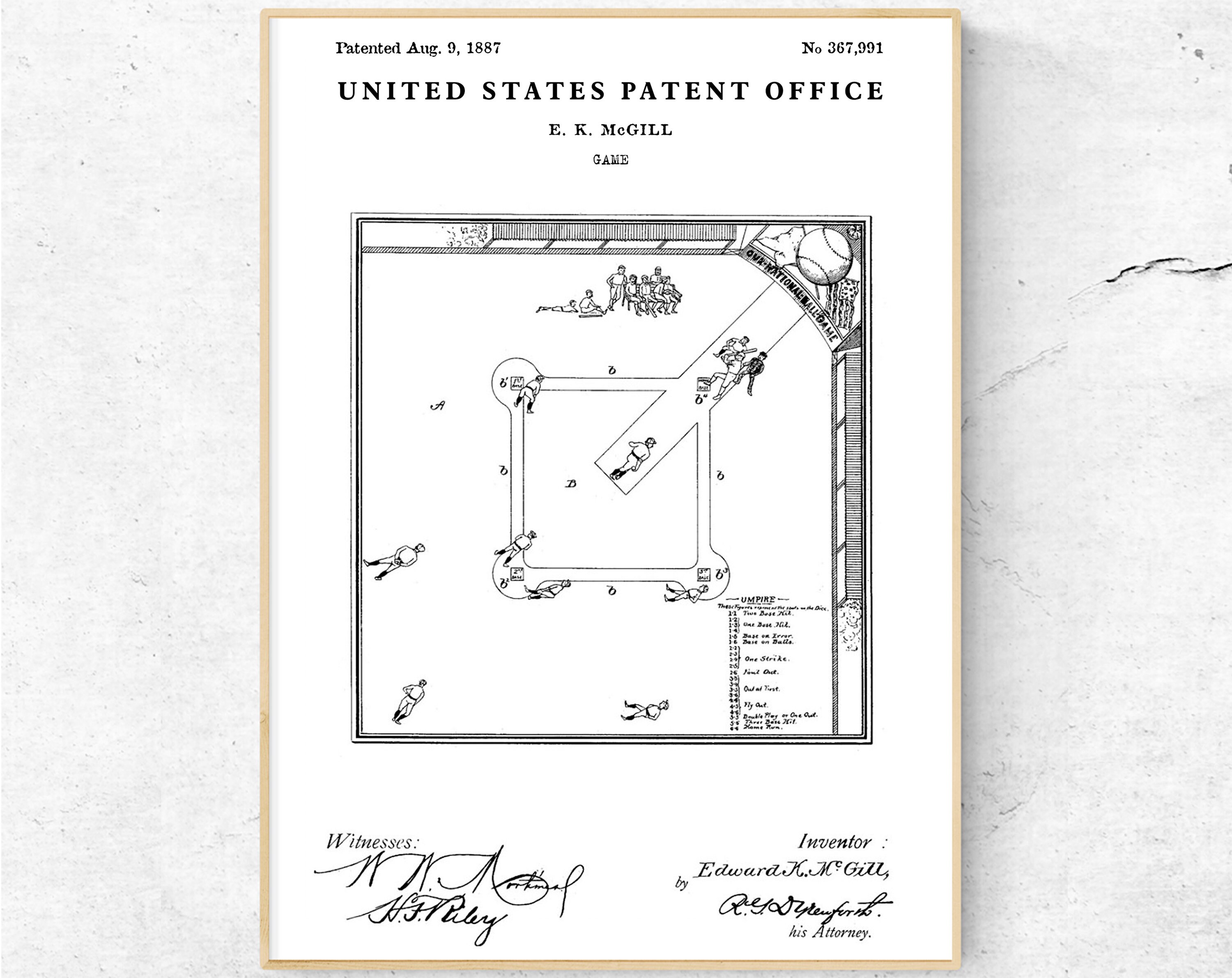 Baseball Game Patent Poster. Vintage Baseball Invention - Etsy