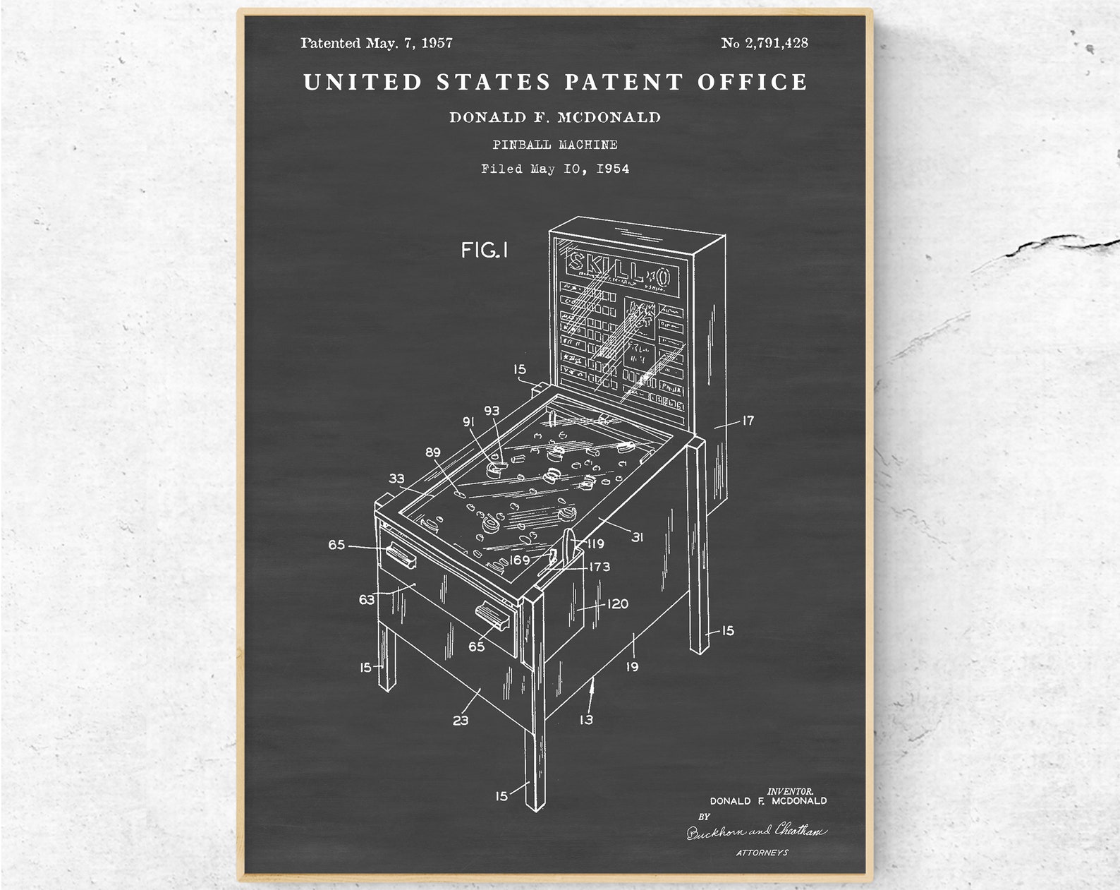 Pinball Machine 1957 Patent Print. Blueprint Poster. Gamer - Etsy
