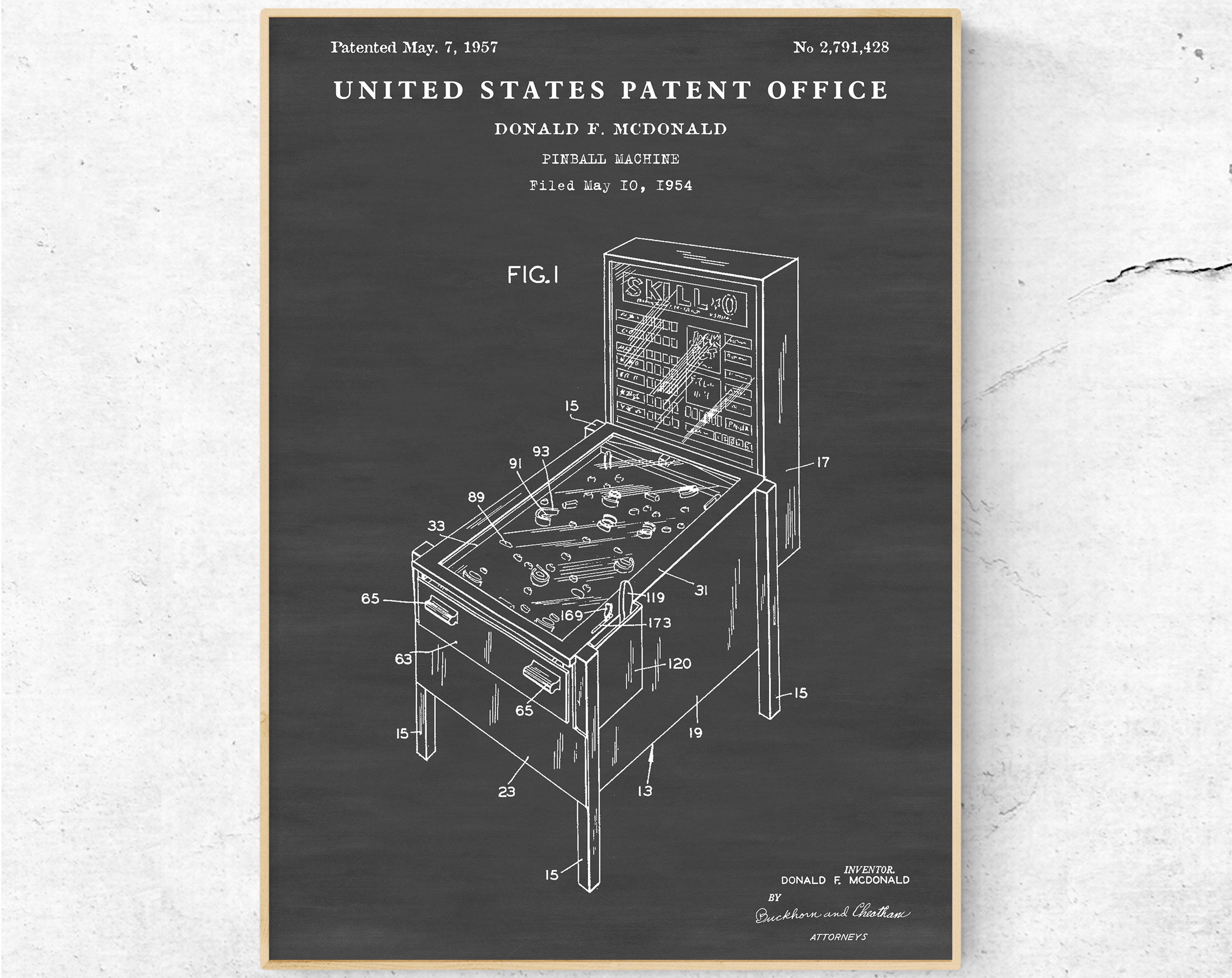 Pinball Machine 1957 Patent Print. Blueprint Poster. Gamer - Etsy