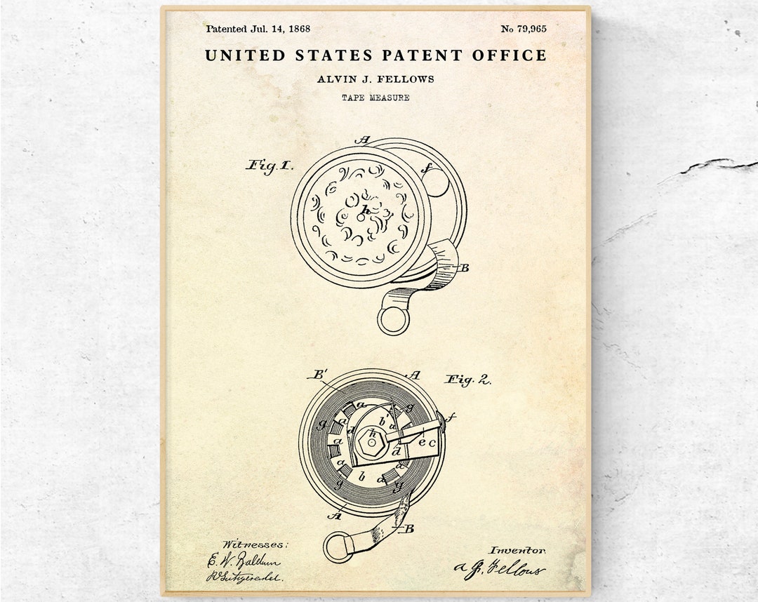 Tape Measure 1868 Patent Art Print. Carpenter, Woodworker Gift, Vintage ...