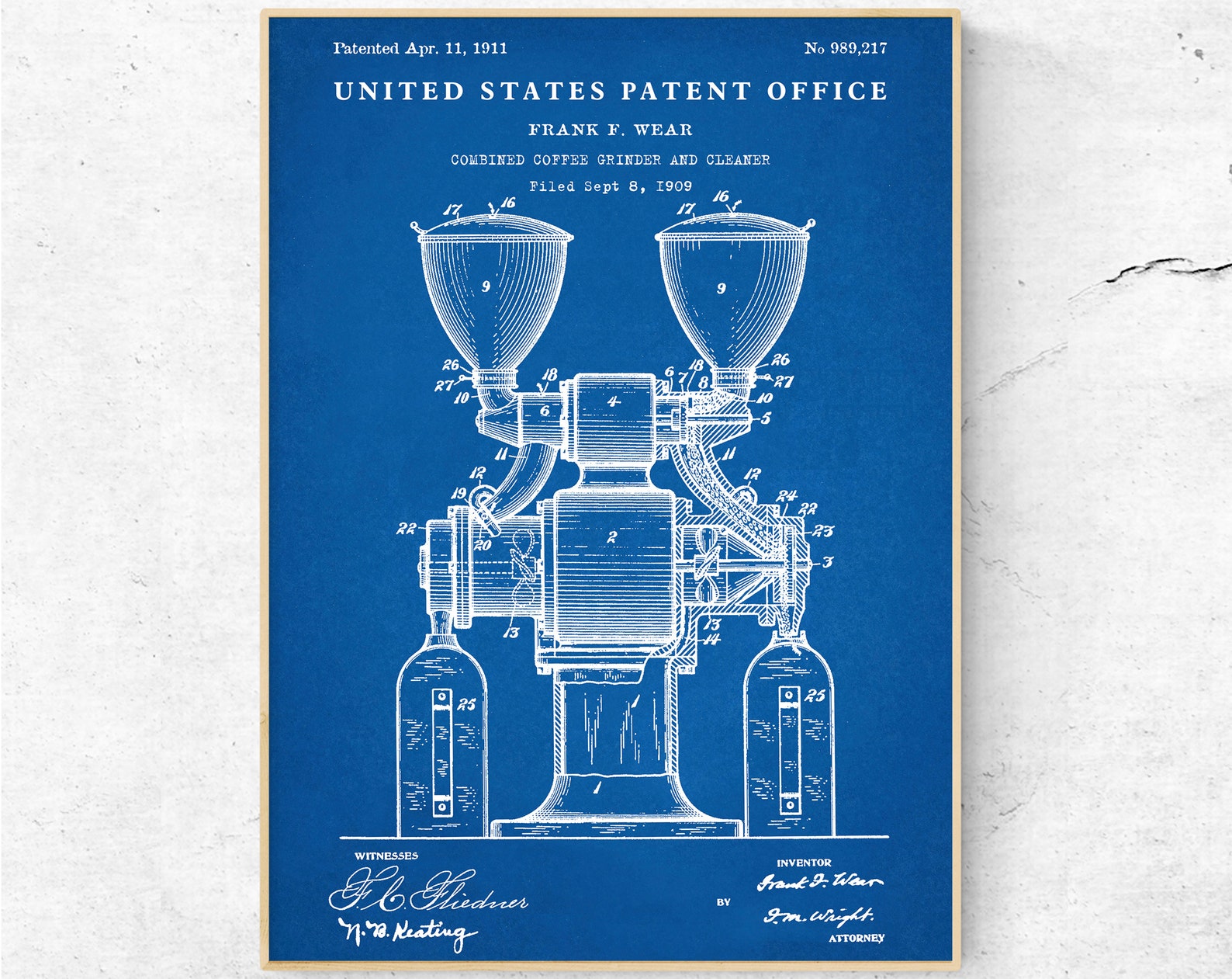 Coffee Grinder 1911 Patent Print. Inventions Blueprint Poster. Coffee ...
