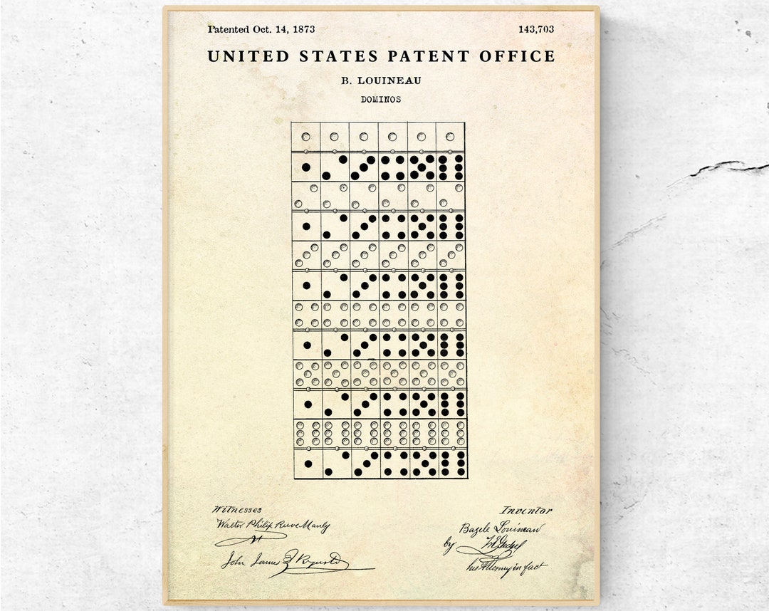 Dominos 1873 Patent Print, Blueprint Poster, Dominos Game Room Decor ...