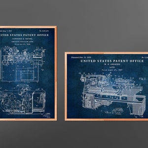 Lathe Patent Wall Art. Inventions Blueprint Poster, Metalworking Gift ...