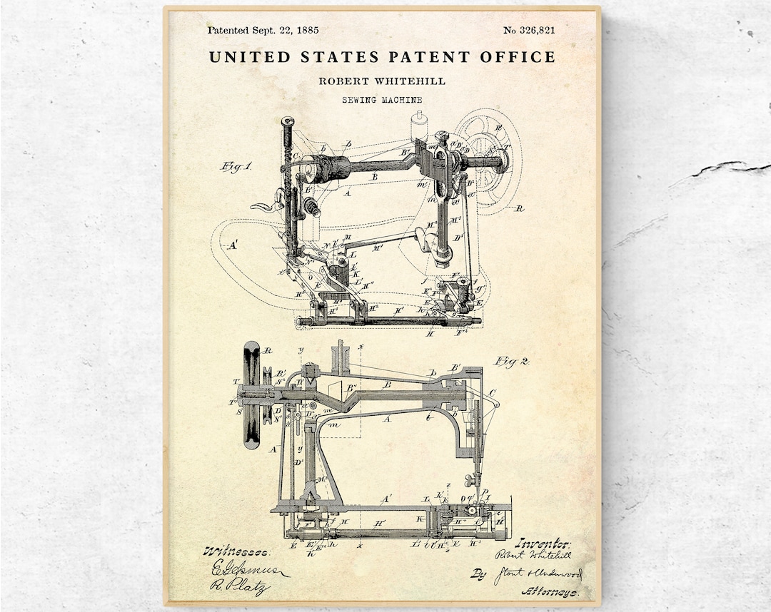 Sewing Machine 1885 Patent Print. Sewing Room Antique Decor. Seamstress ...