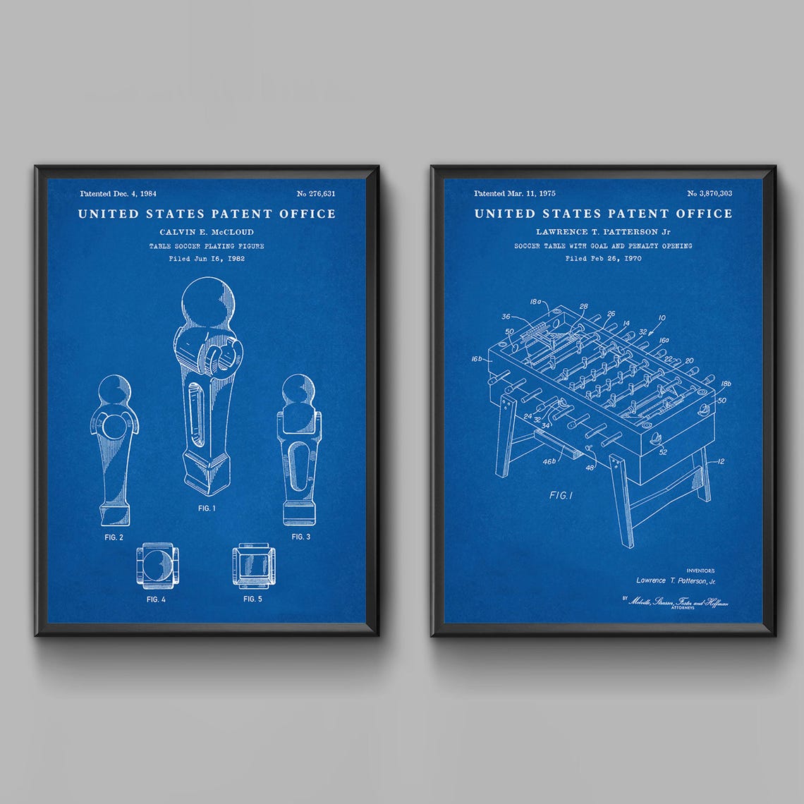 Foosball Table & Figure Patent Wall Art. Table Soccer Game Blueprint ...