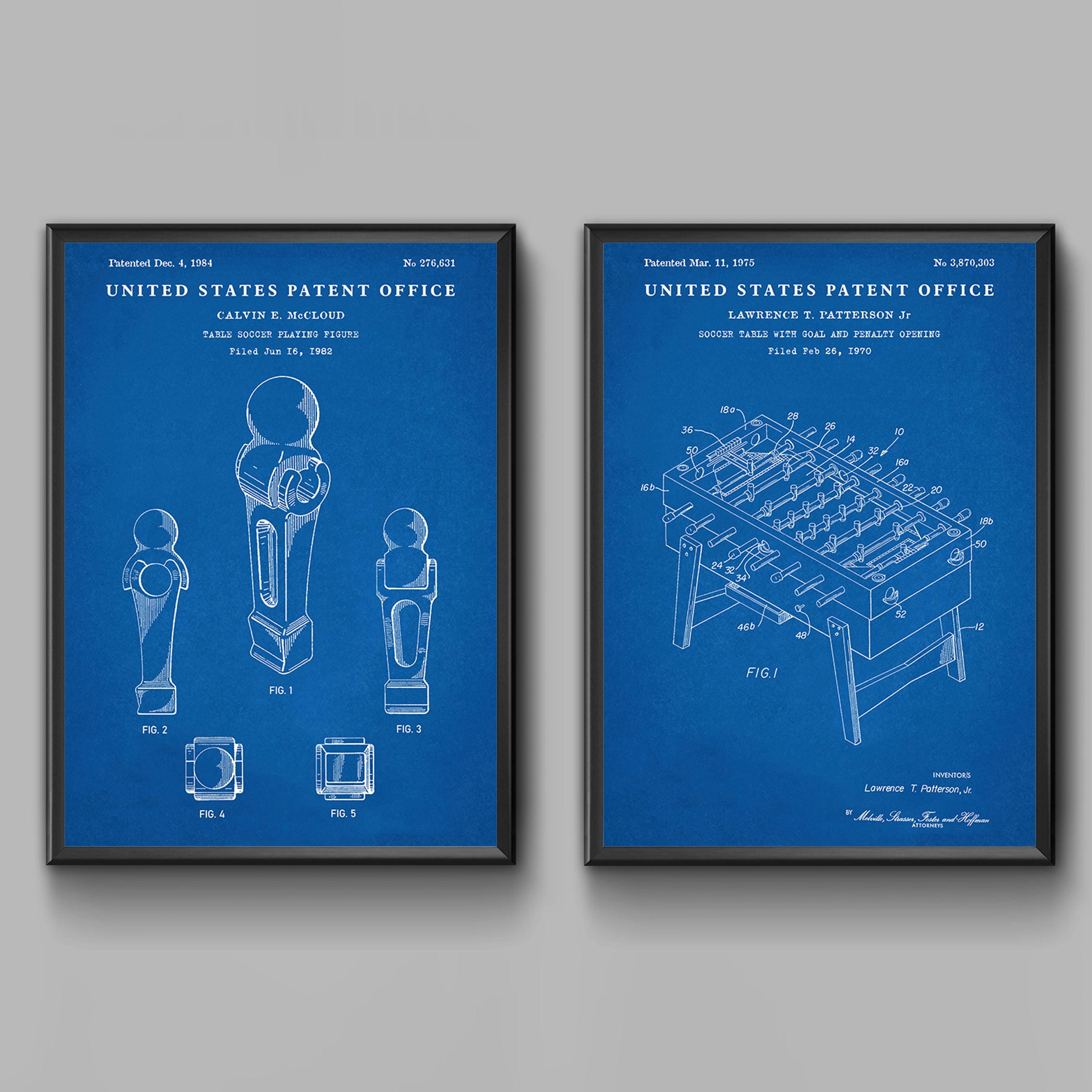 Foosball Table & Figure Patent Wall Art. Table Soccer Game Blueprint ...
