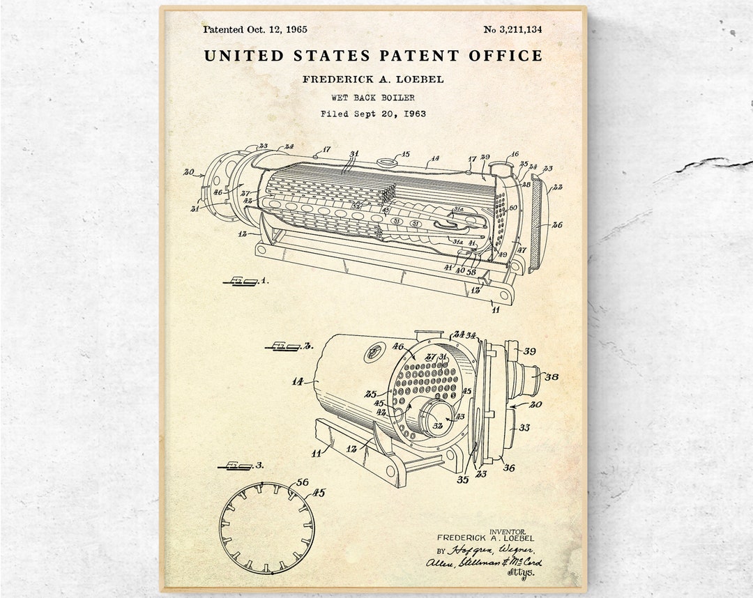 Boiler 1965 Patent Print. Home Vintage Decor, Industrial Wall Art ...