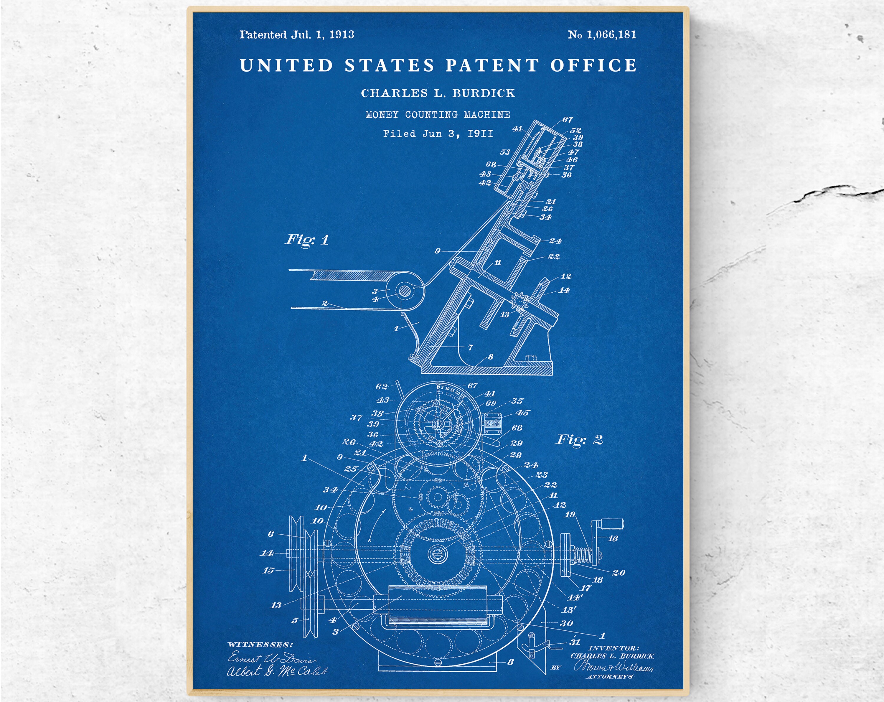 Money Counting Machine 1913 Patent Print. Cash Inventions Blueprint ...