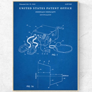 Defibrillator Medical Patent Print. Nurse Surgeon EMT Gift. Doctors ...