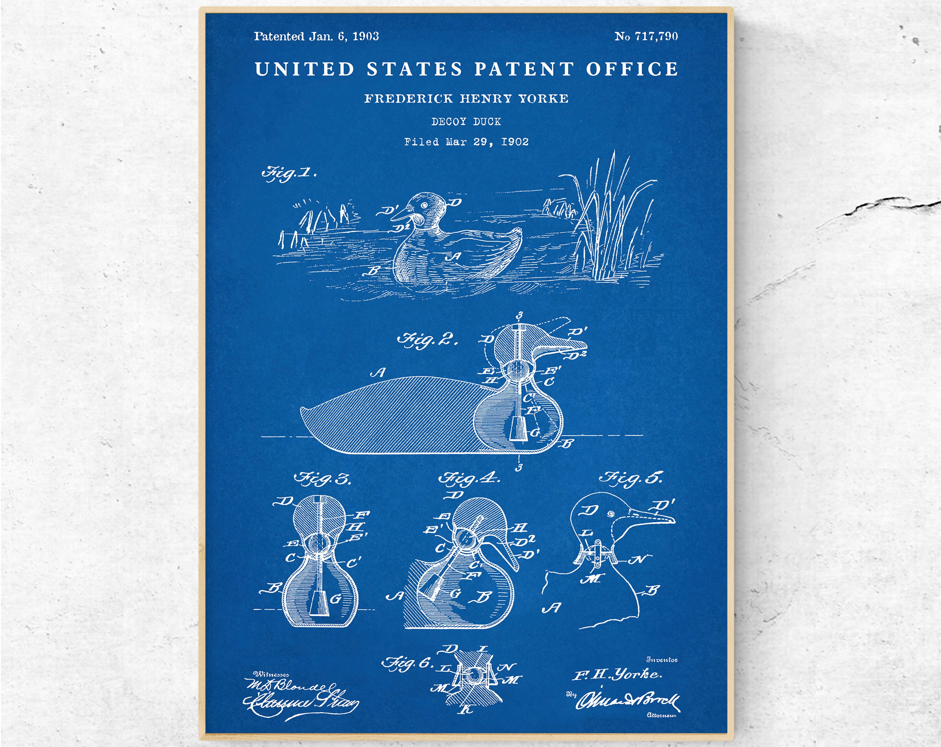 Duck Decoy 1903 Patent Print. Blueprint Poster. Hunt Shop, Rustic Lodge ...