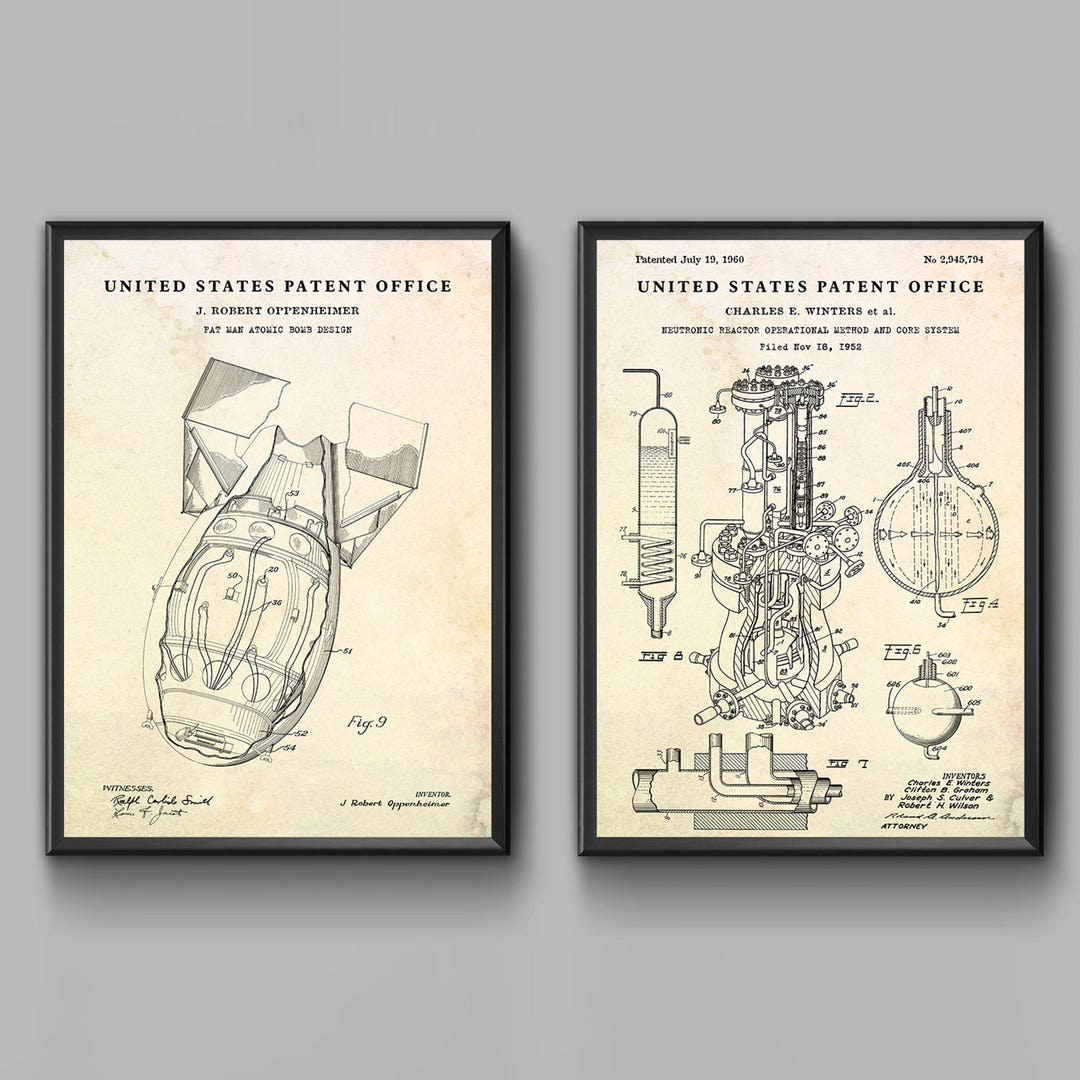 Neutronic Reactor & Atomic Bomb Fat Man Patent Wall Art. Nuclear ...