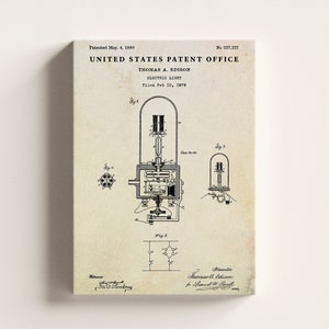 Light Bulb 1880 Patent Print. Incandescent Lamp Invention Lightbulb ...