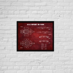 USS Defiant Class Starship Blueprint Poster, Schematic Wall Art ...