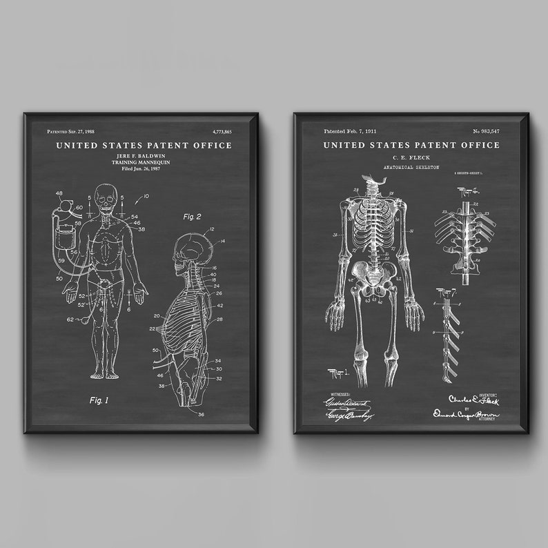 Skeleton Mannequin Patent Wall Art, Forensics Inventions Anatomy ...