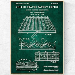 Solar Panel Patent Print. Renewable Energy Blueprint Wall Art, Green ...
