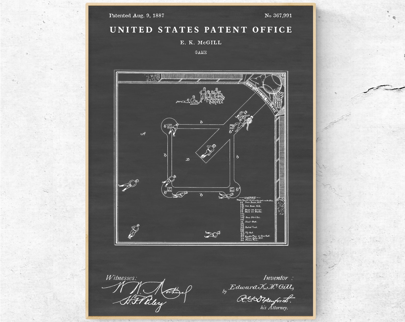 Baseball Game Patent Poster. Vintage Baseball Invention - Etsy