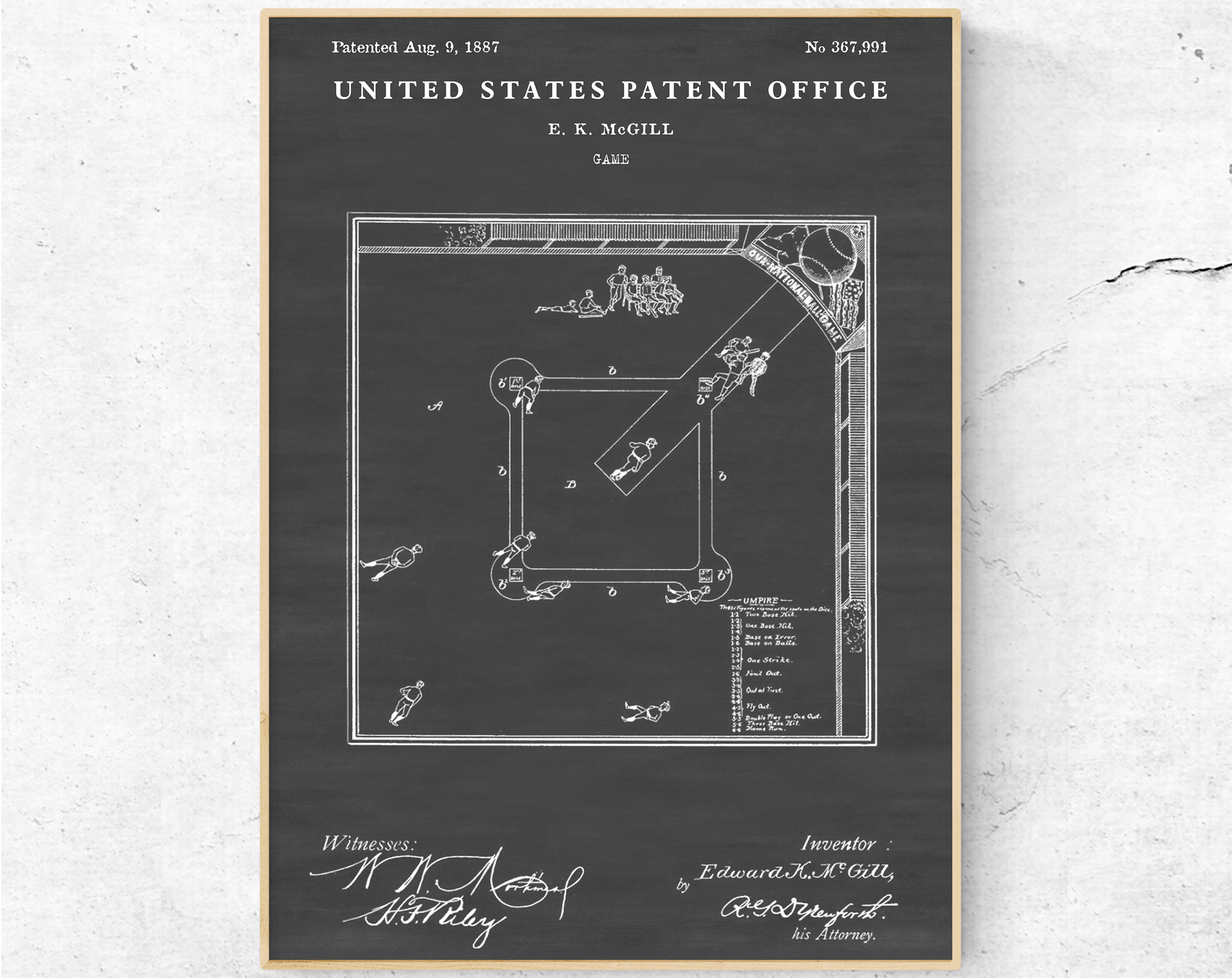 Baseball Game Patent Poster. Vintage Baseball Invention - Etsy