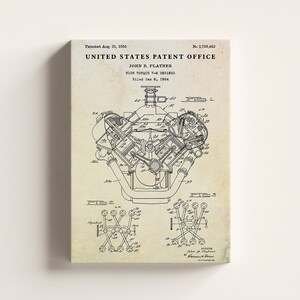 V8 Hemi Engine Patent Print, Automotive Industry Inventions Blueprint ...